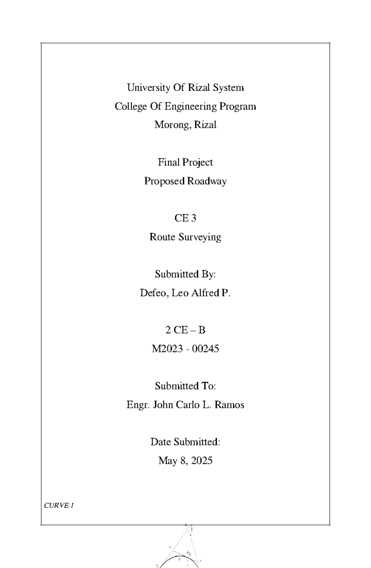 CE 3 Final Project: Proposed Roadway RS Project Compound Curve - Studocu