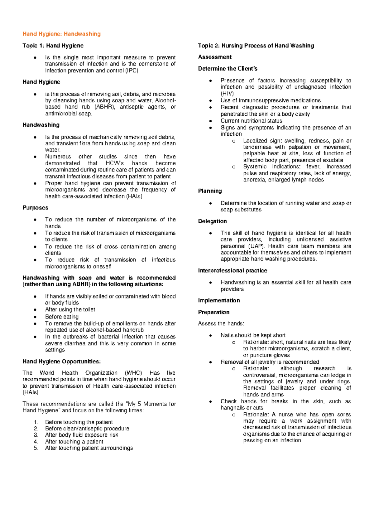 NURS 04 RLE Hand Hygiene and Wound Care Practice Guide - Studocu