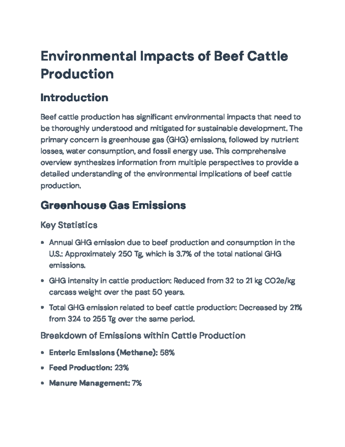Environmental Impacts of Beef Cattle Production: GHG & Mitigation ...
