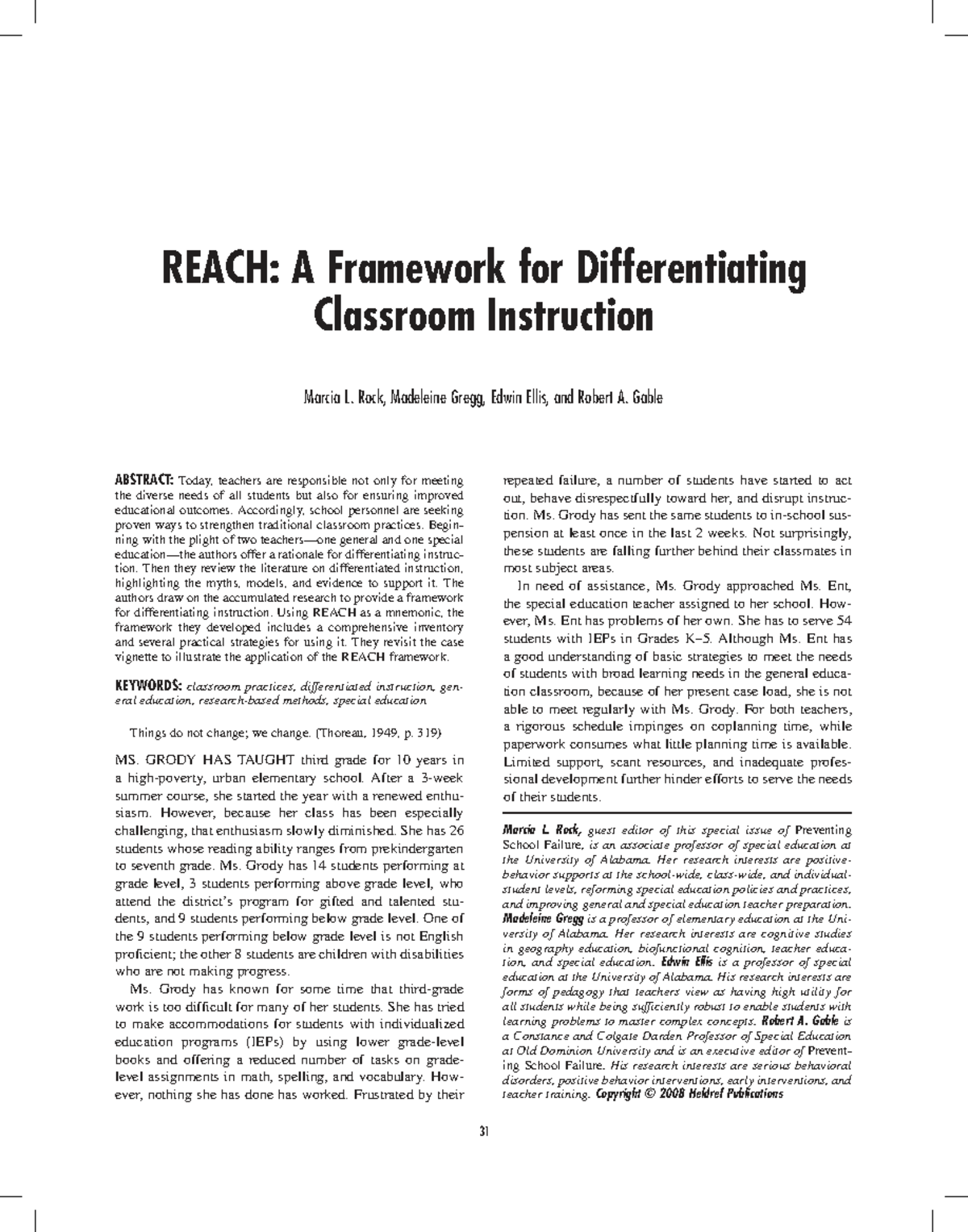 REACH: Effective Strategies for Differentiated Instruction in ...