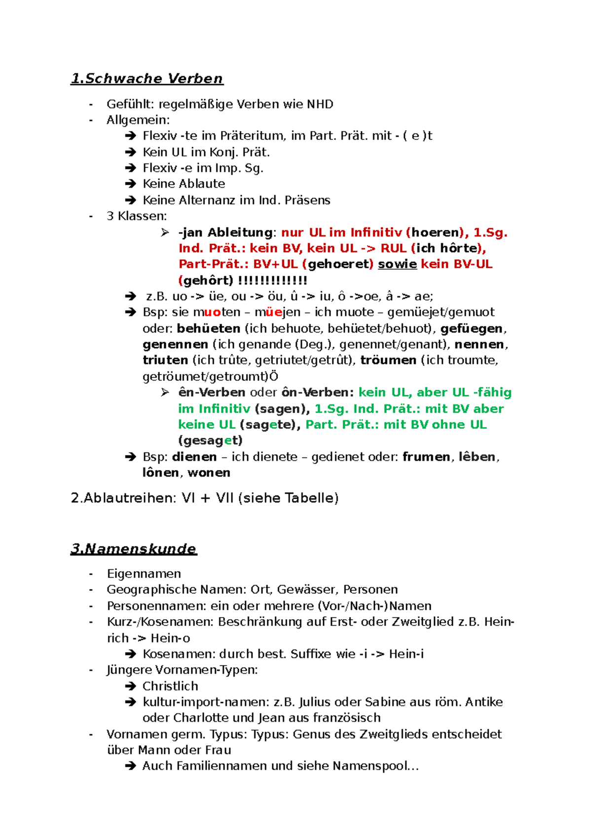 SLM - Schwache Verben und Namenskunde: Regelmäßige Verben im Präteritum ...