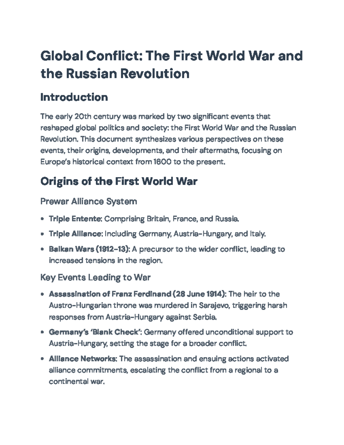 World History: The First World War & Russian Revolution Analysis ...
