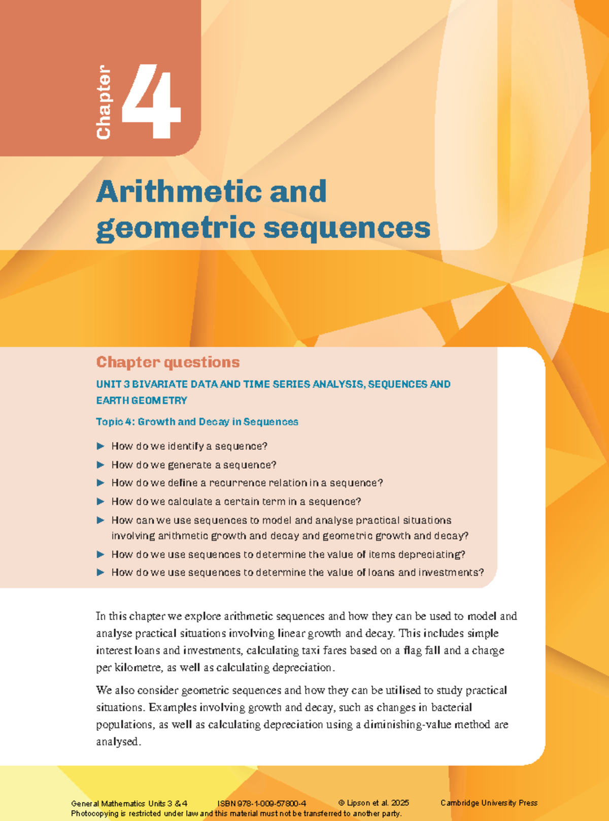 Chapter 4: Arithmetic and Geometric Sequences - Key Concepts and ...