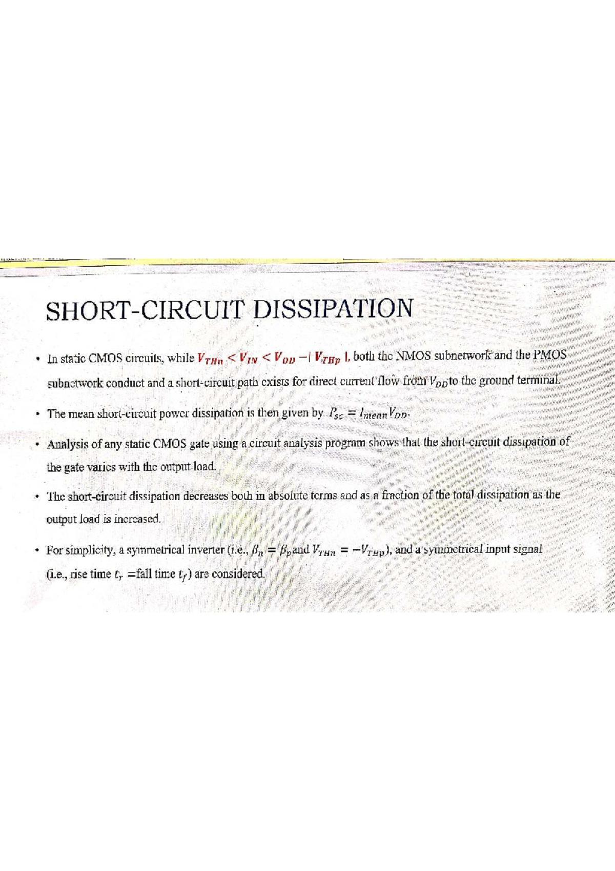 ENG 11: Short Circuit Dissipation in Static CMOS Circuits - Studocu
