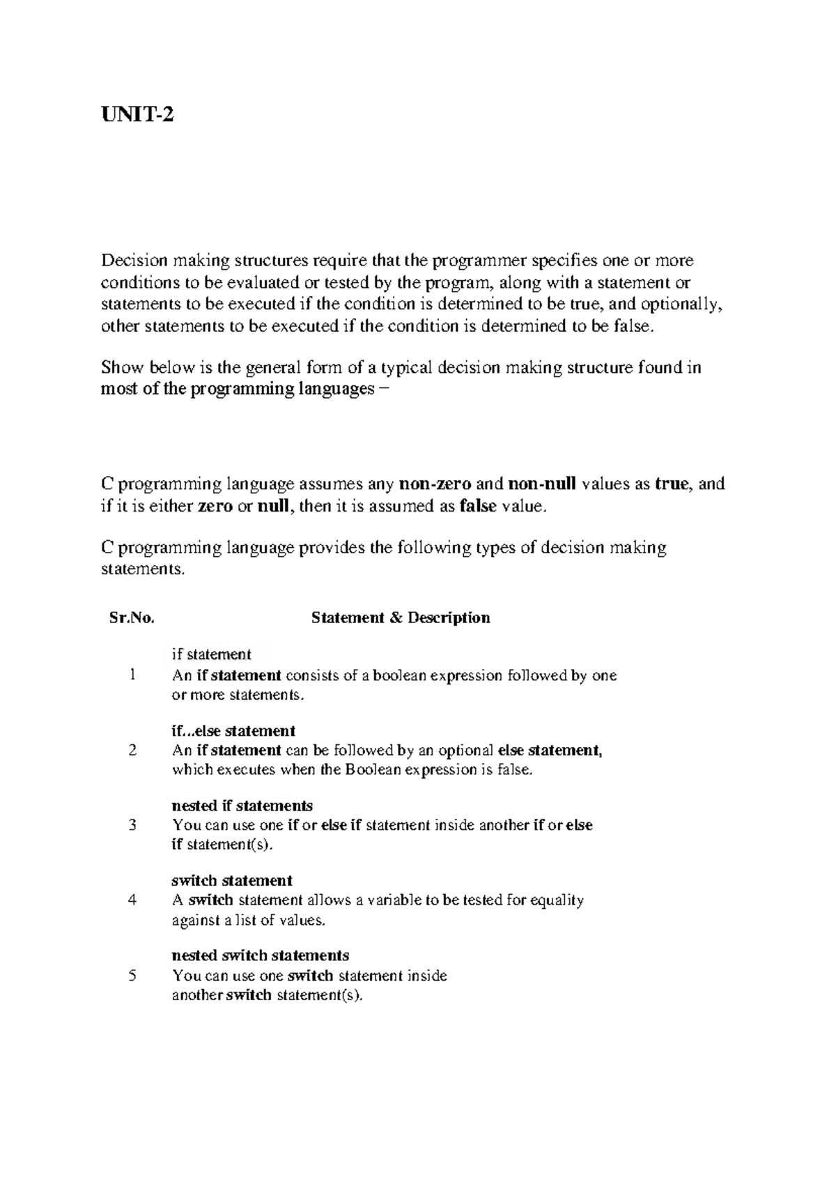 C Programming: Decision Making Structures and Conditional Statements - Studocu