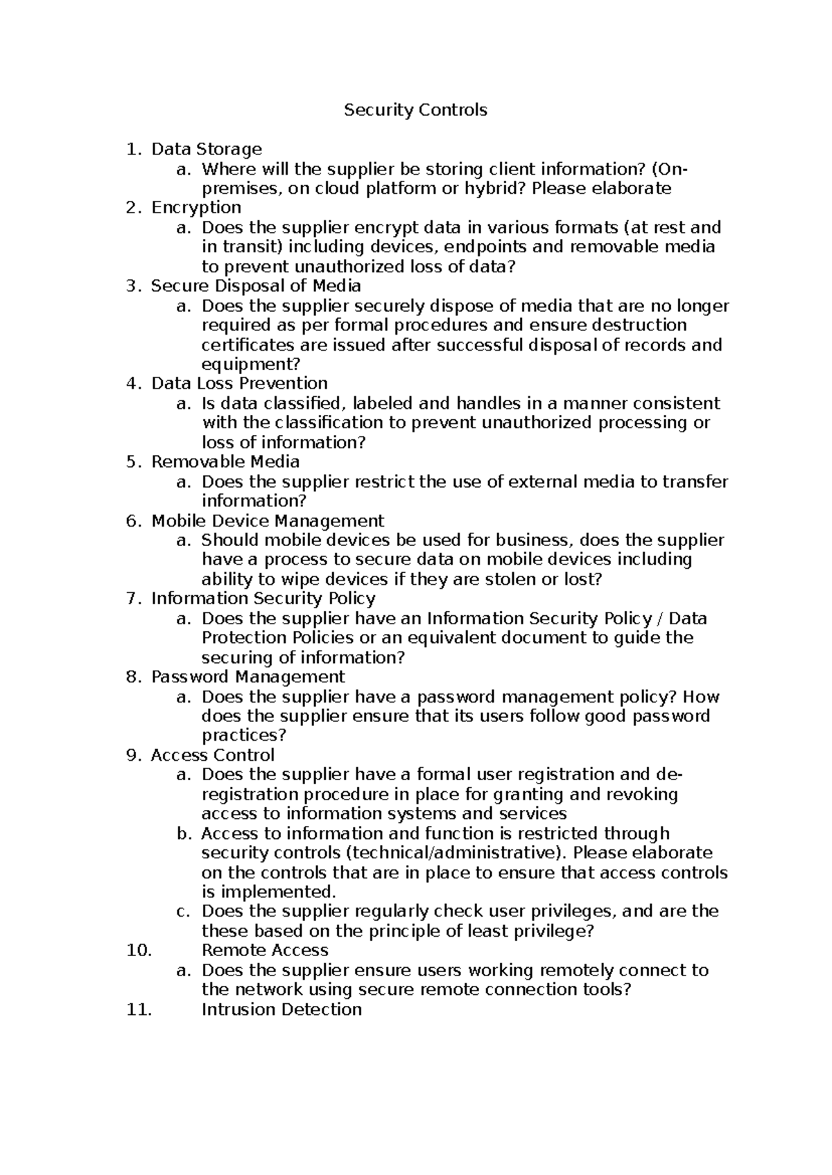 Cyber Security Questions: Security Controls Overview - Studocu