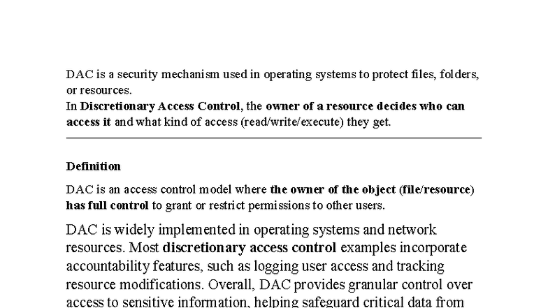 Access Control Models: DAC, RBAC, and SELinux Overview - Studocu
