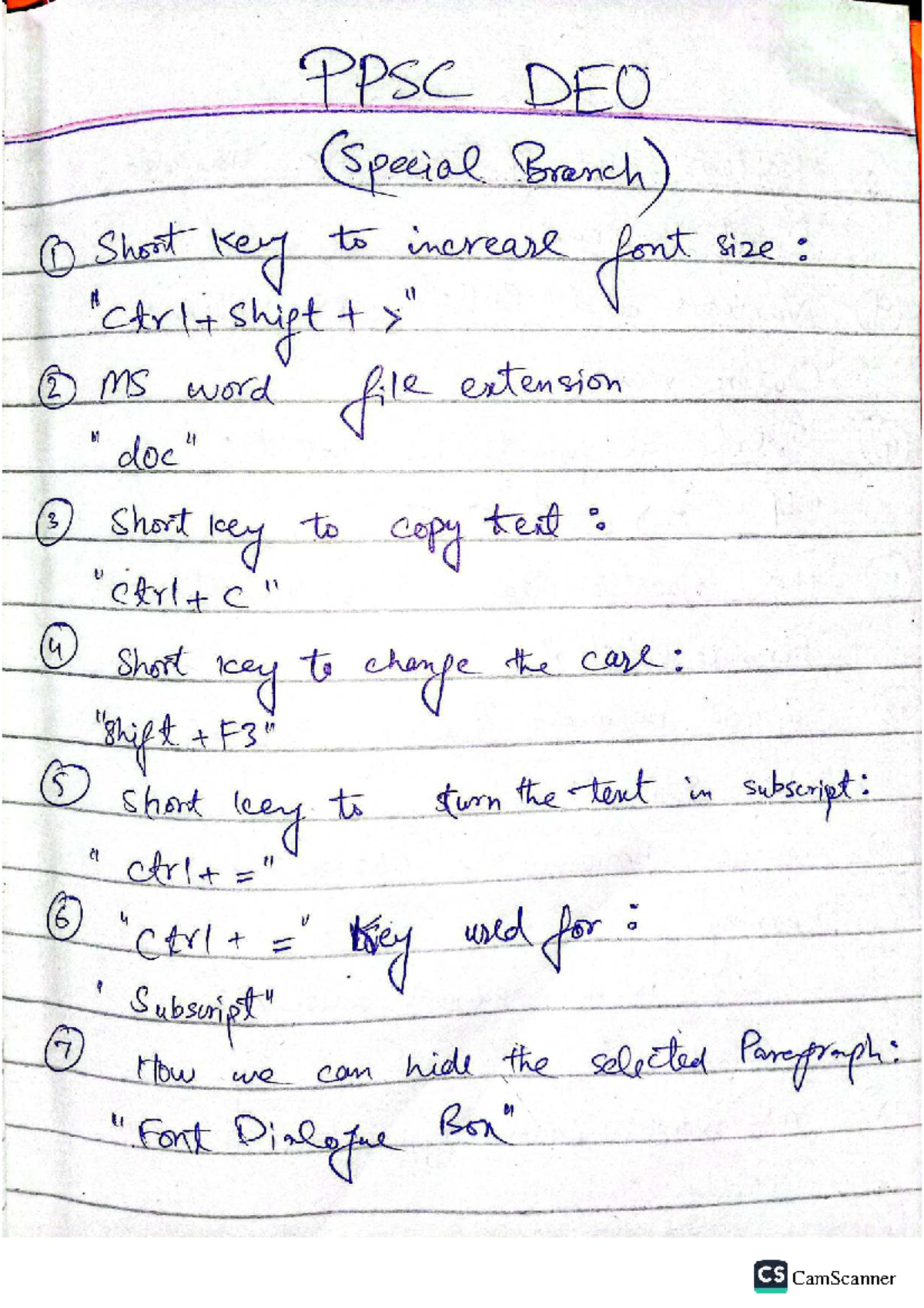 PPSC DEO Special Branch Exam Notes: MS Office & Computer Basics - Studocu