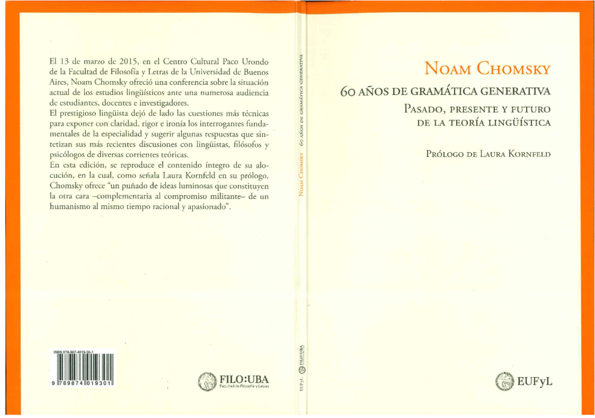 Chomsky 60 años de gramatica generativa 1 - Lingüística - Studocu