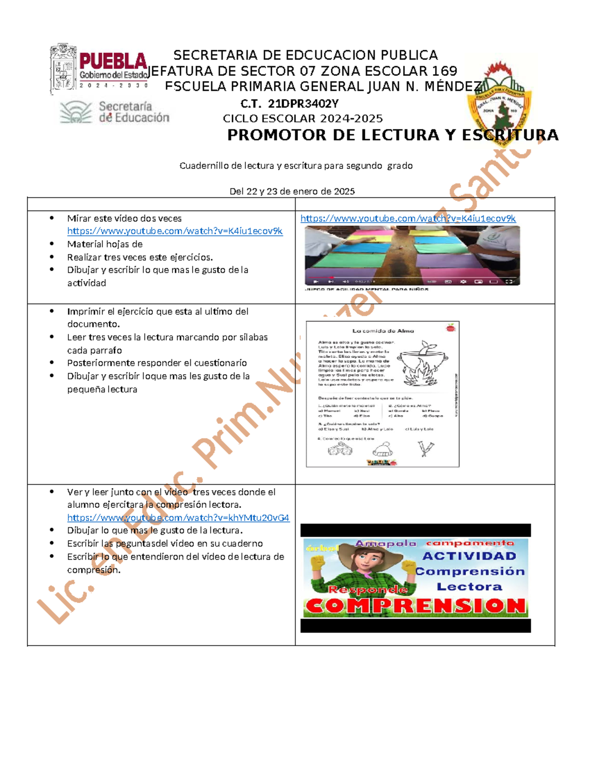 Cuadernillo de Lectura y Escritura 2do Grado (22-23 Ene 2025) - Studocu
