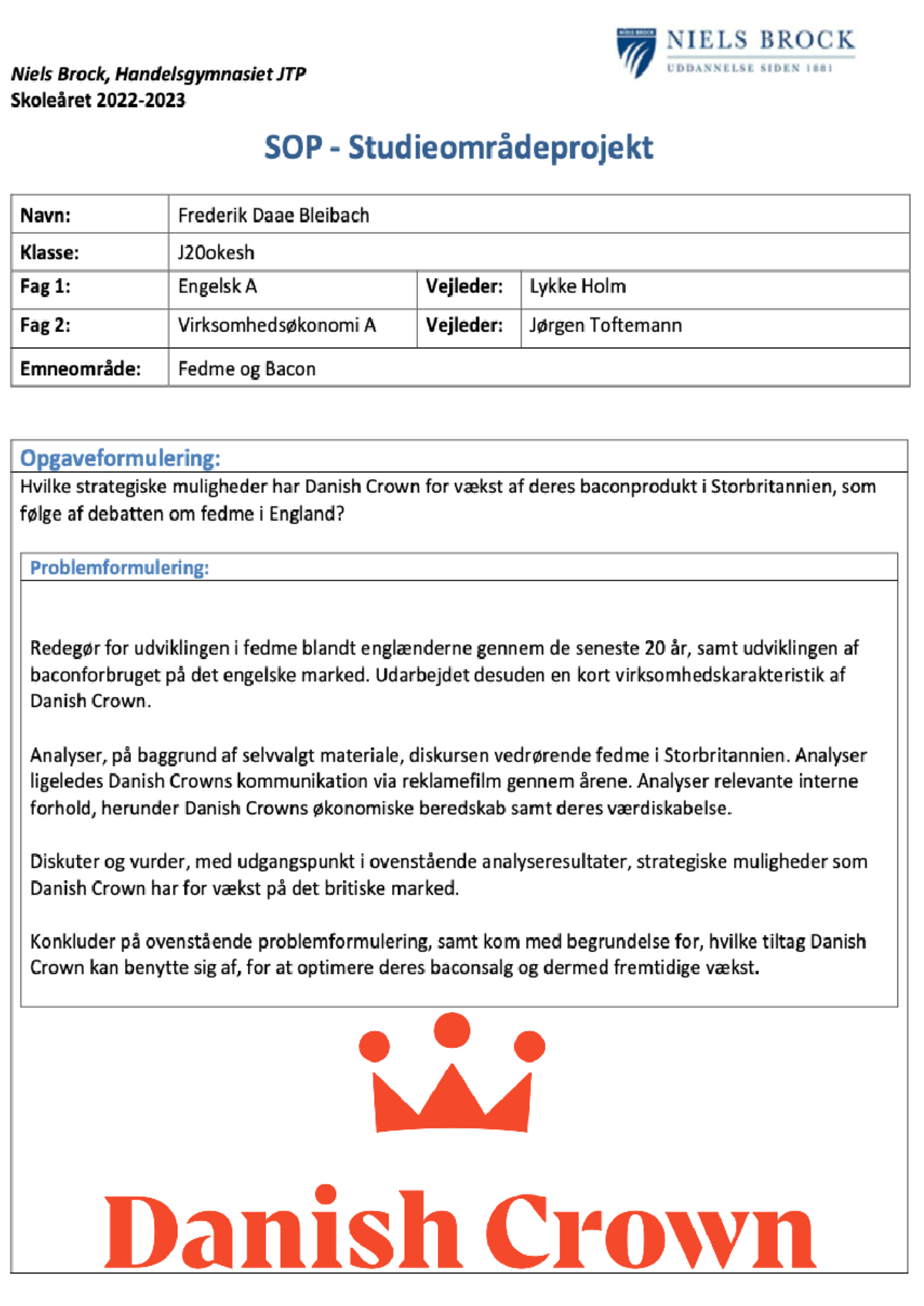 SOP - Danish Crown - Sikkert 10 tal - marts 2023 Engelsk A ...
