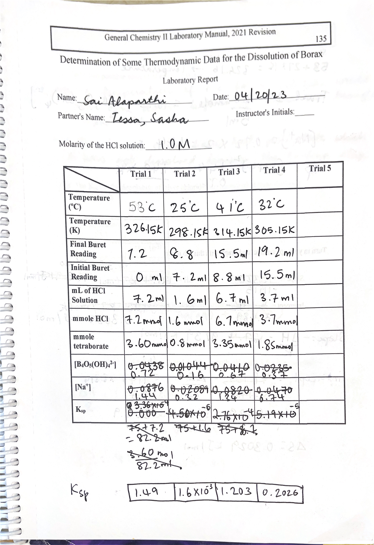 Borax Lab General Chemistry Spring 2023 - General Chemistry II ...