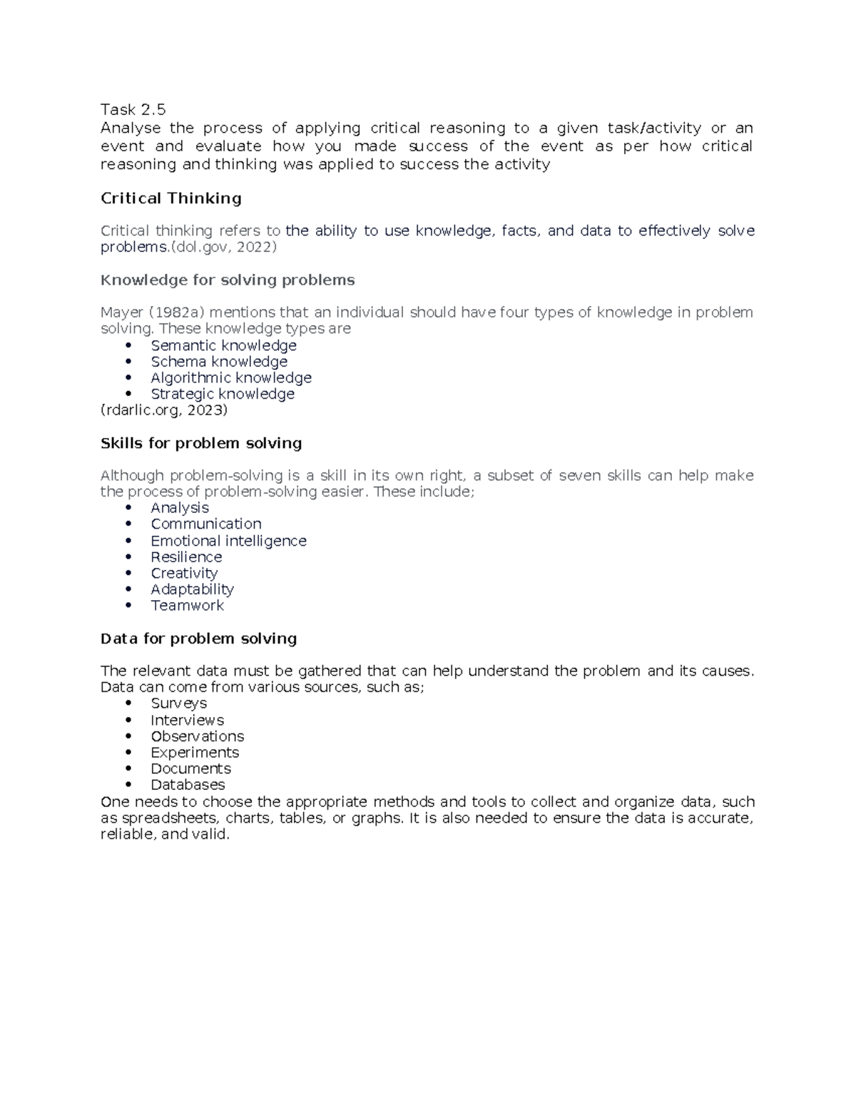 Critical Reasoning: Strategies for Professional Practice Assessment ...