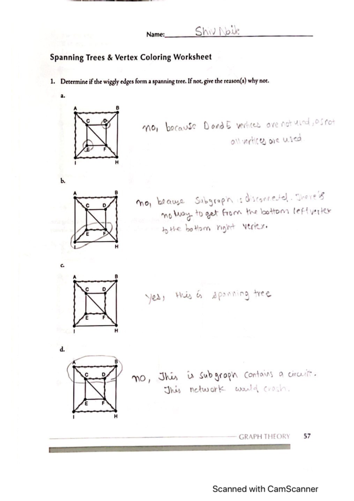 Spanning Trees and Vertex Coloring Worksheet (Graph Theory) - Studocu