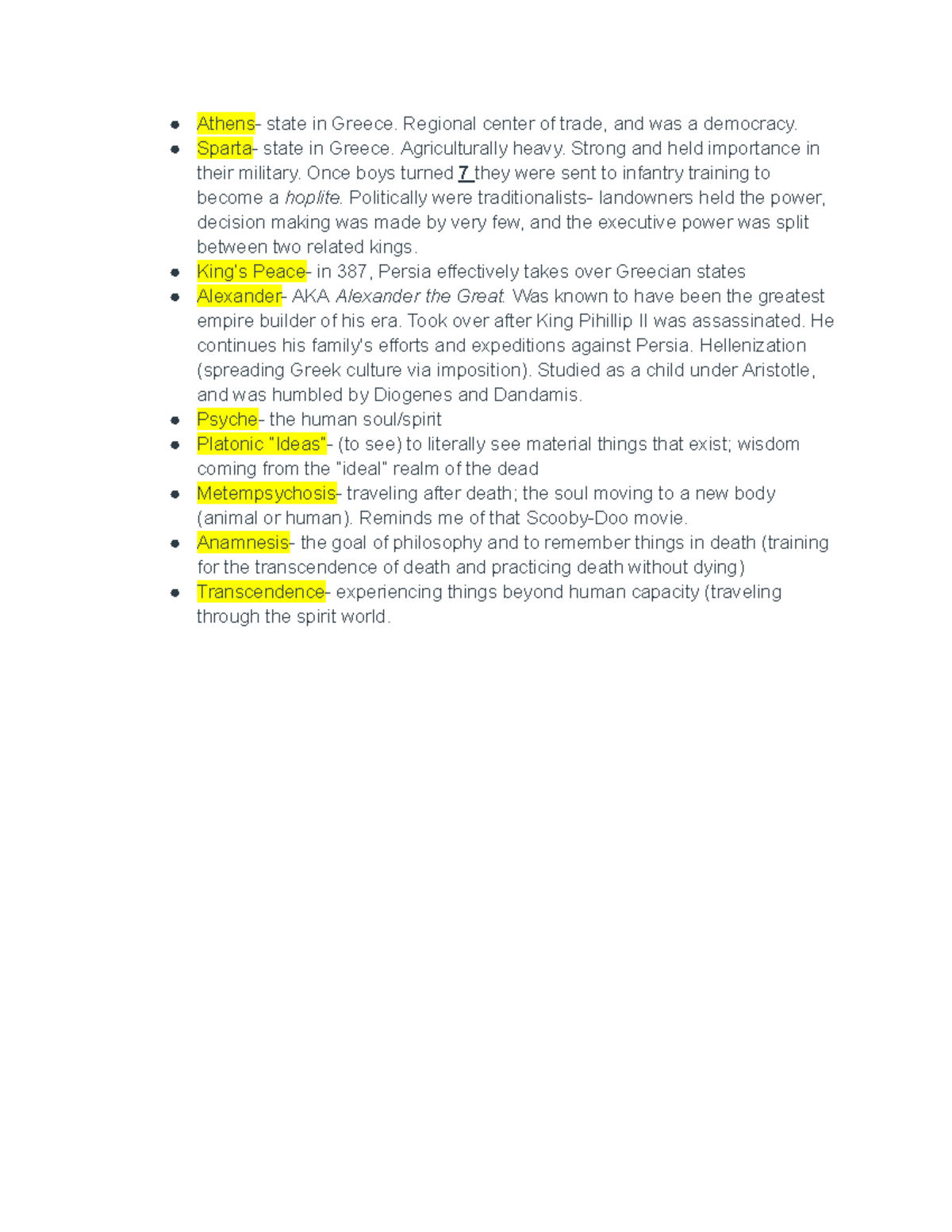 Key Terms for Week 7: Detailed Definitions of Ancient Greece Concepts ...