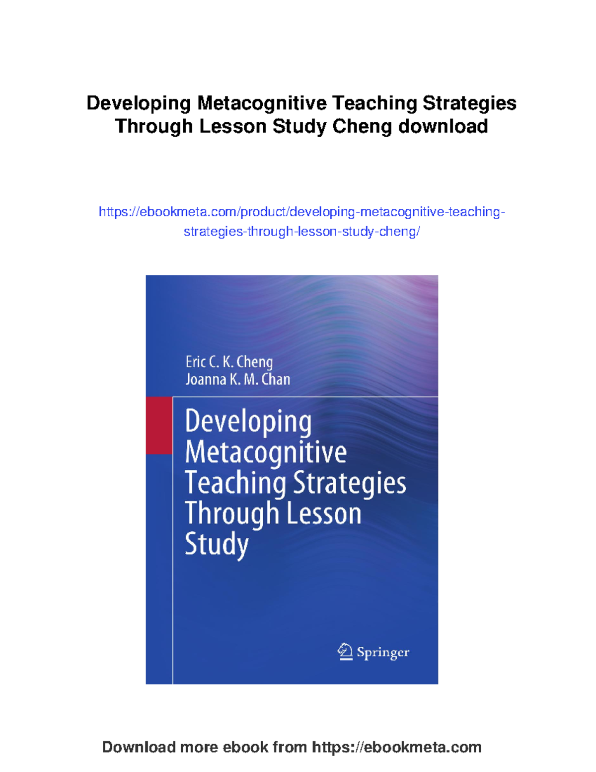 Developing metacognitive teaching strategies through lesson study - Studocu