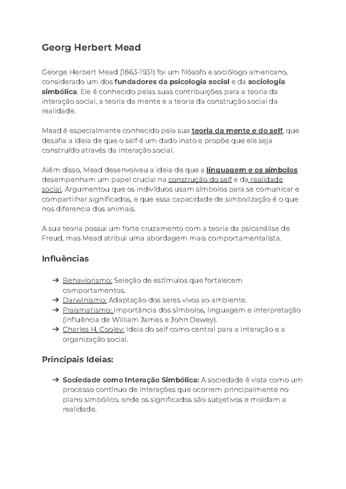 Resumo das Teorias Sociológicas: Georg Mead, Horkheimer e Marcuse pt.2 ...