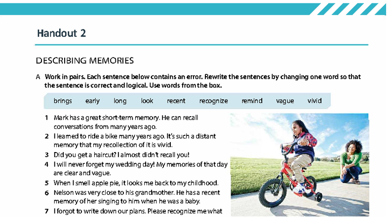 BUS 2.0 Level 4 Lesson Plan 12: Describing Memories Handout - Studocu