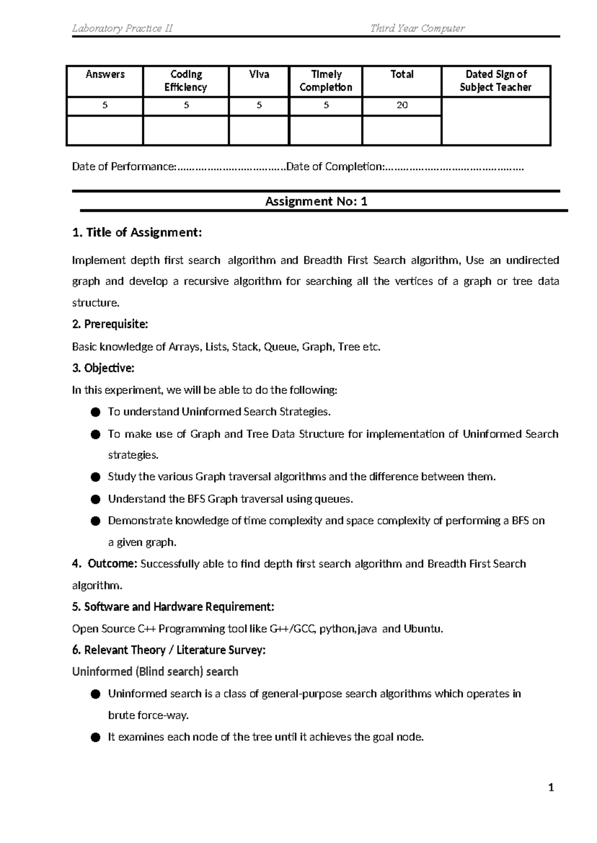 Laboratory Practice II (CSE 301) Assignment 1: Graph Search Algorithms ...