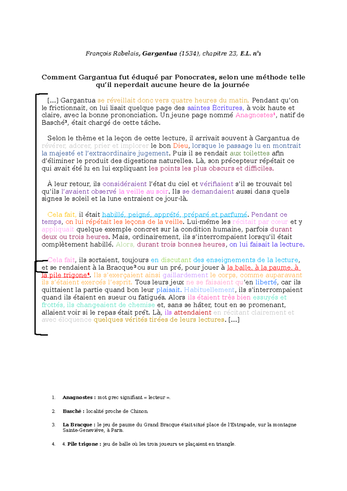 E.L n°1 Gargantua - François Rabelais, Gargantua (1534), chapitre 23, E ...