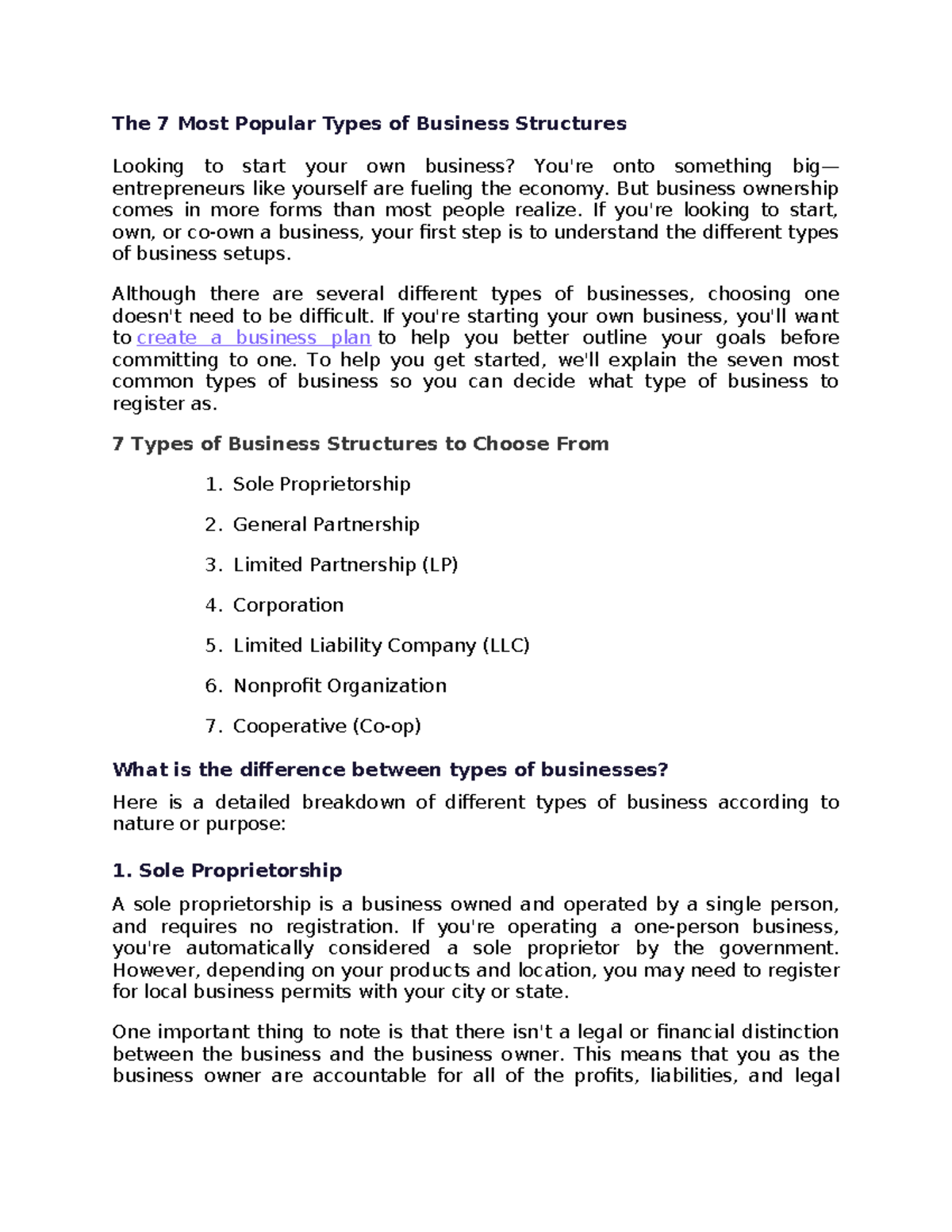 The 7 Most Popular Types of Business Structures - The 7 Most Popular ...