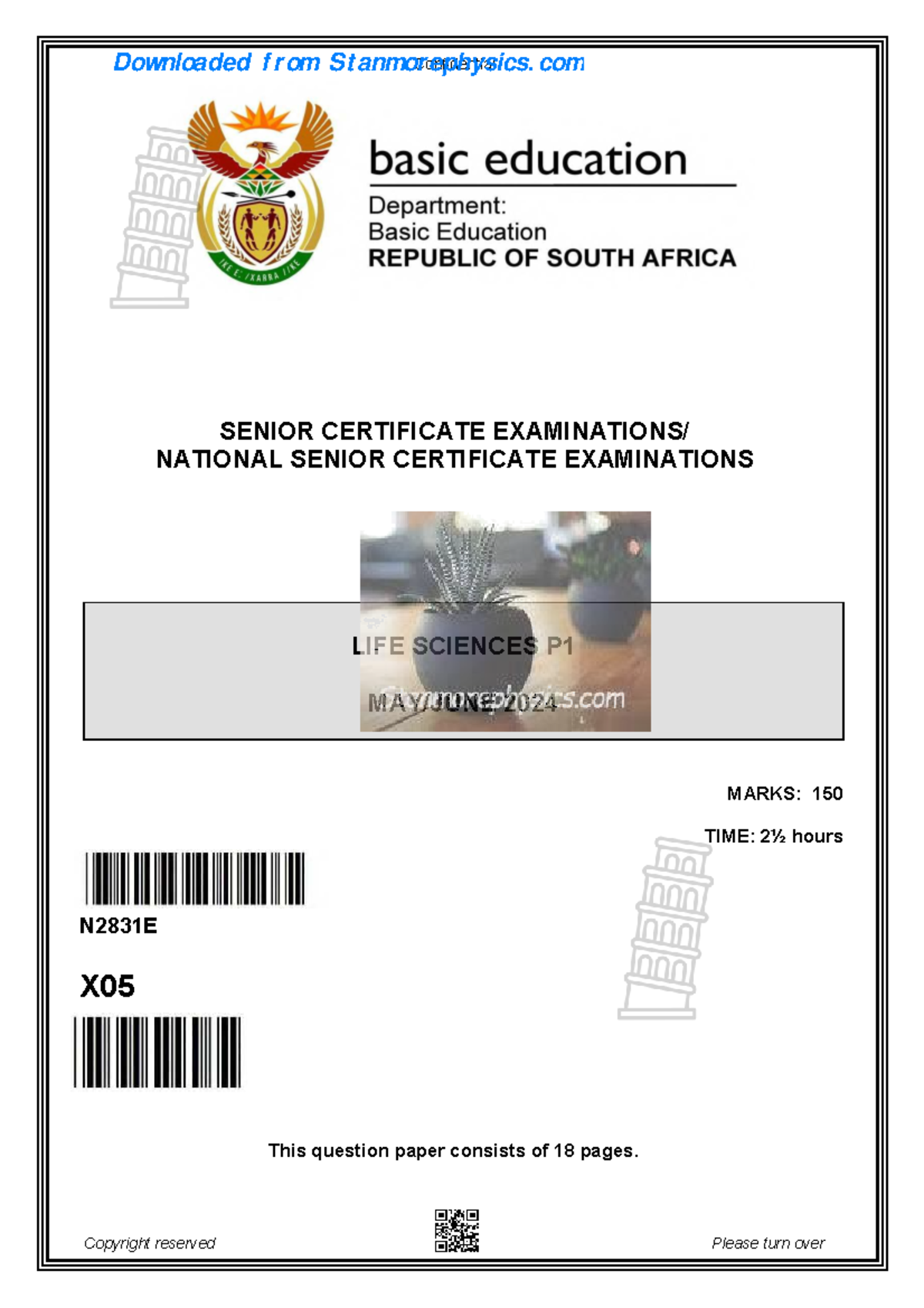 Life Sciences NSC Grade 12 May/June 2024 Paper 1 & Memo Review - Studocu