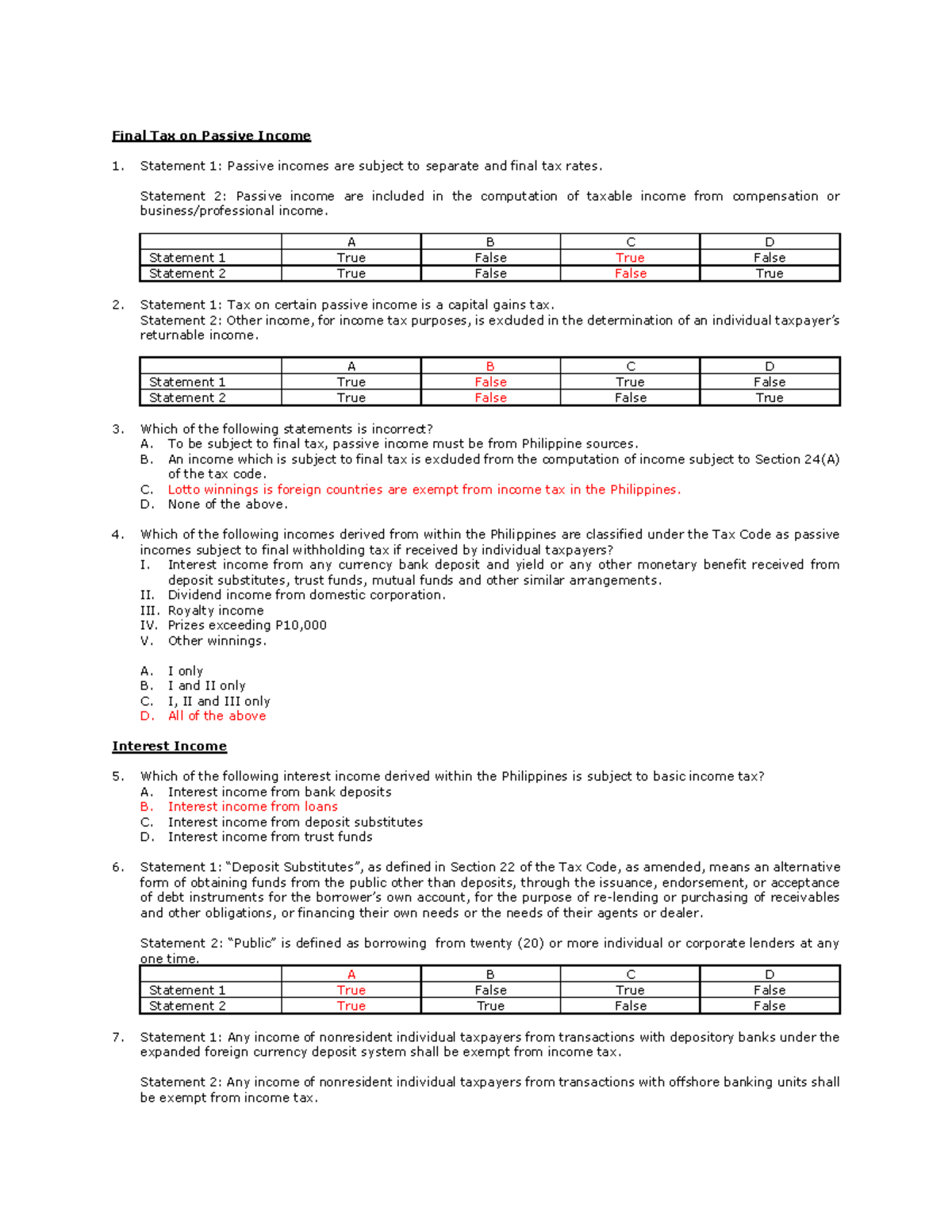 Quiz 2: Understanding Withholding Taxes on Passive Income - Studocu