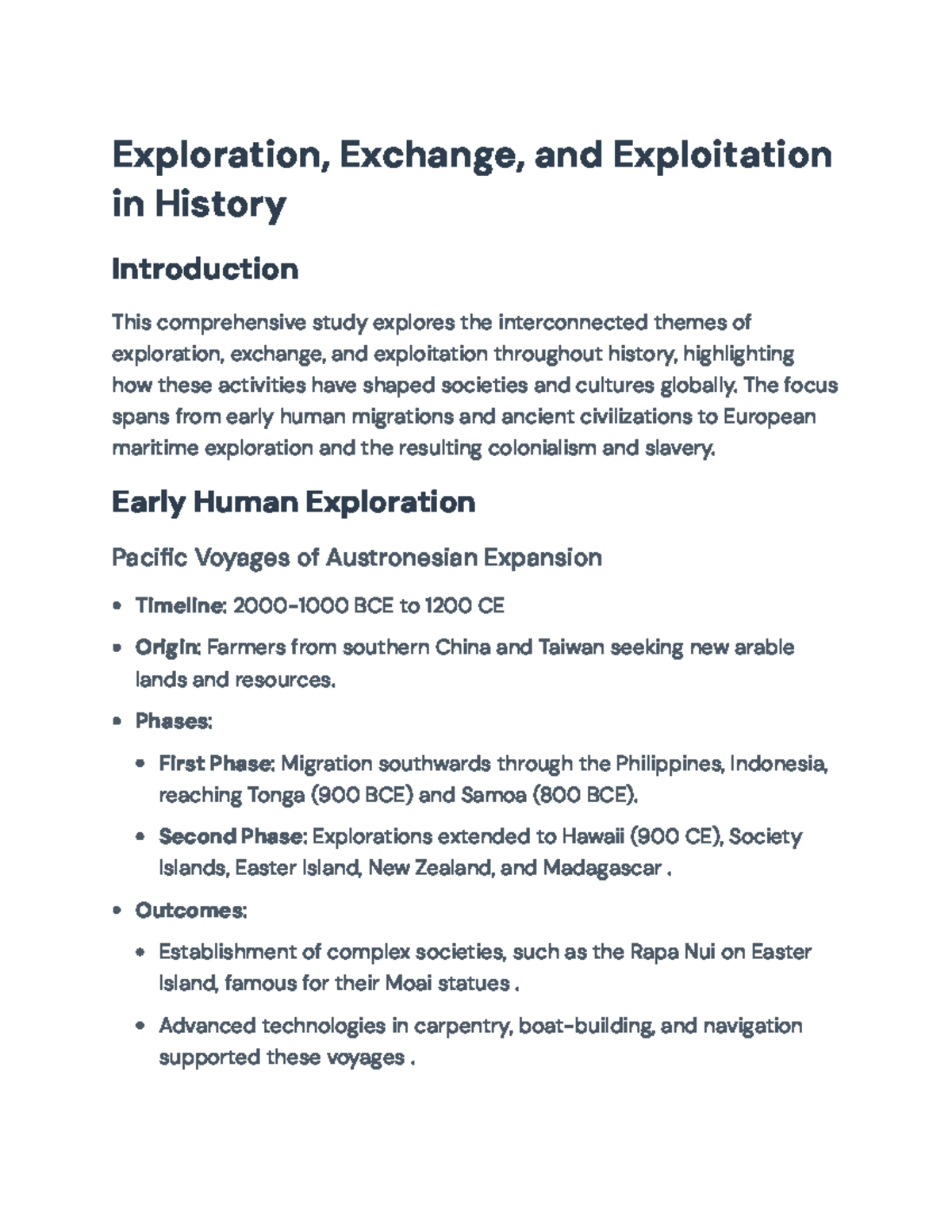 Exploration, Exchange, and Exploitation in History: A Detailed Study ...