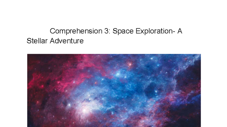 Year 3 Comprehension Worksheet 3: A Stellar Adventure in Space - Studocu