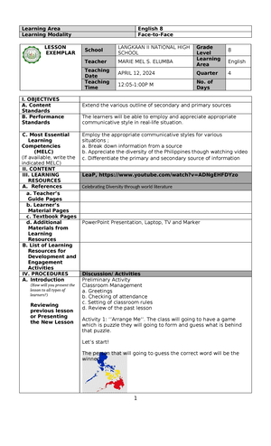 Semi detailed lesson plan fiction and non fiction - Copy - Semi ...