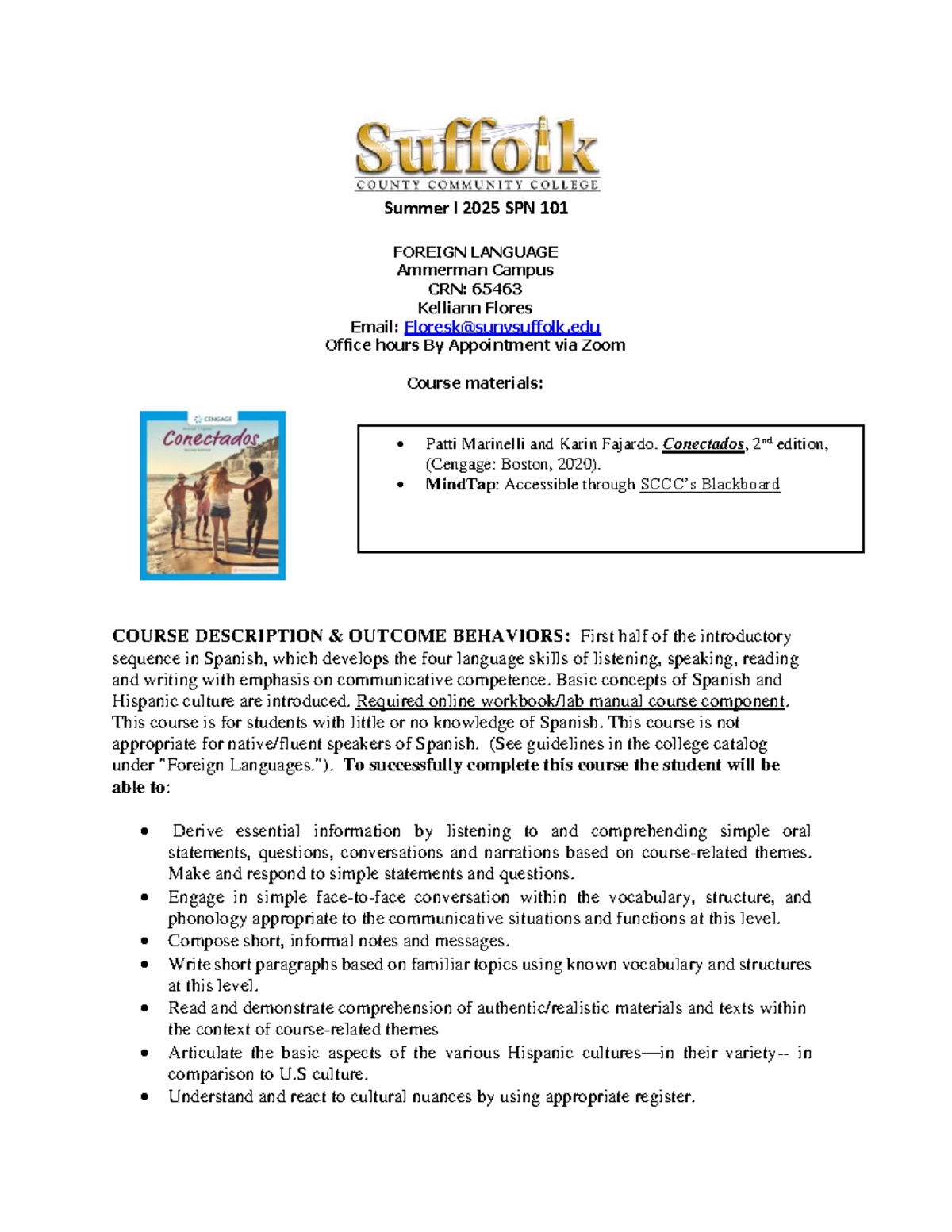 SPN 101 Course Outline & Assignments - Summer I 2025 Overview - Studocu