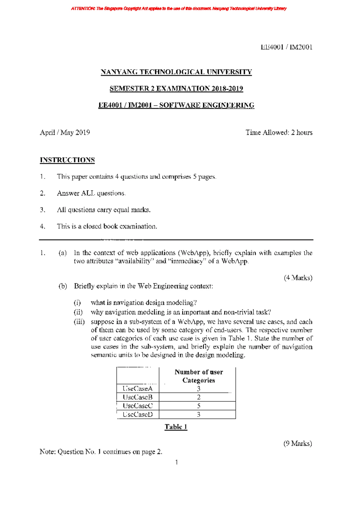 EE2003 2018-2019 Semester 2 Examination Paper - EE2003 - Studocu