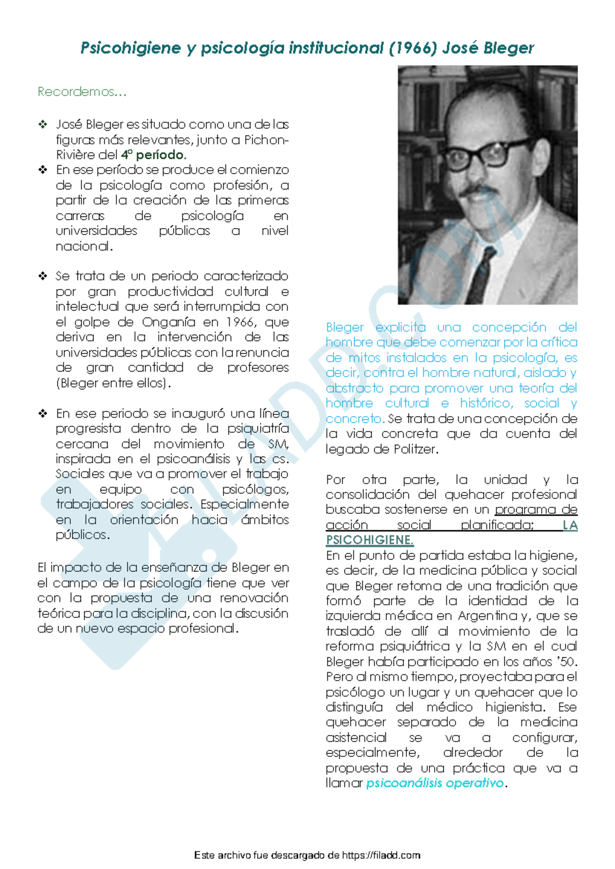 Psicohigiene y Psicología Institucional: Análisis de Bleger (1966 ...