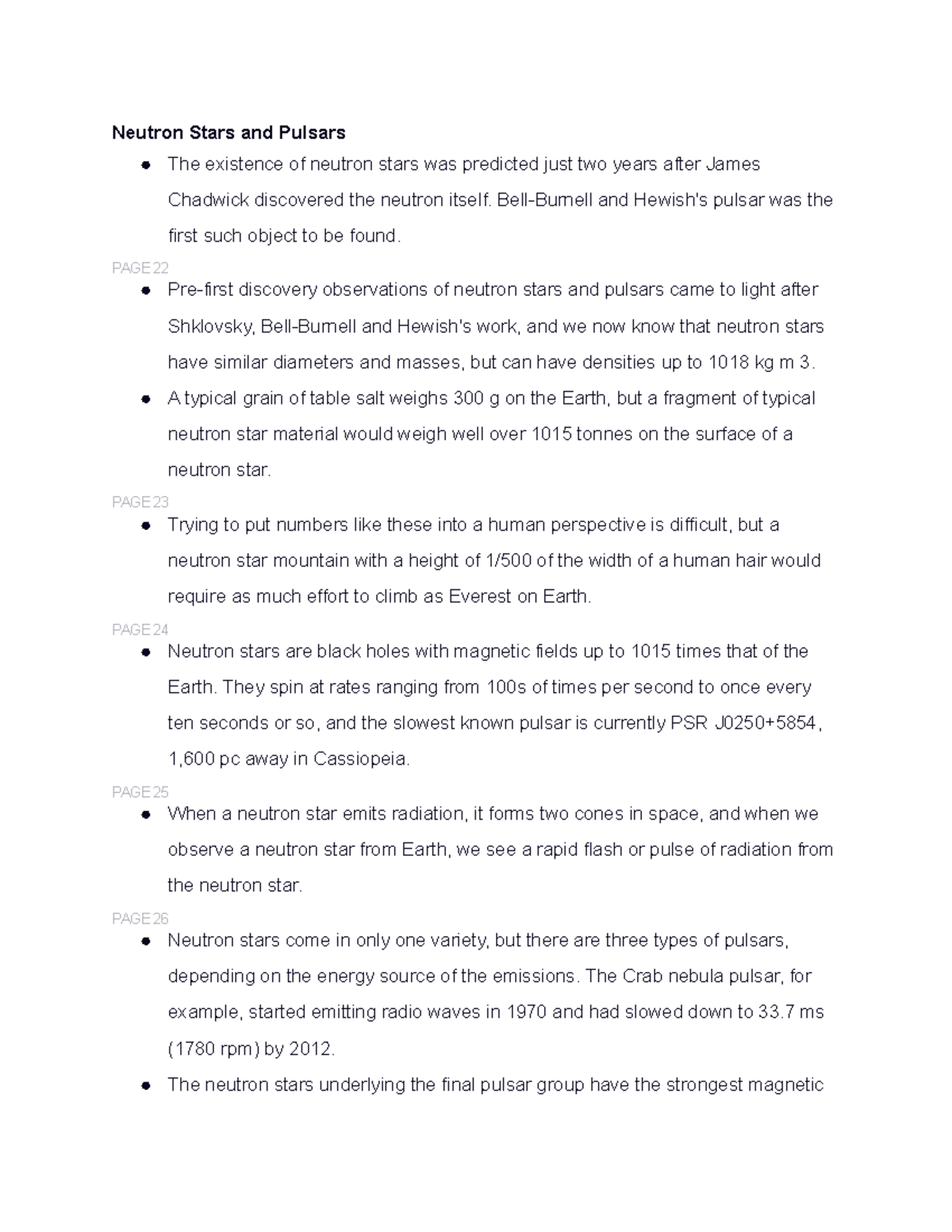 Physics notes 12 (gravity) - Neutron Stars and Pulsars The existence of ...