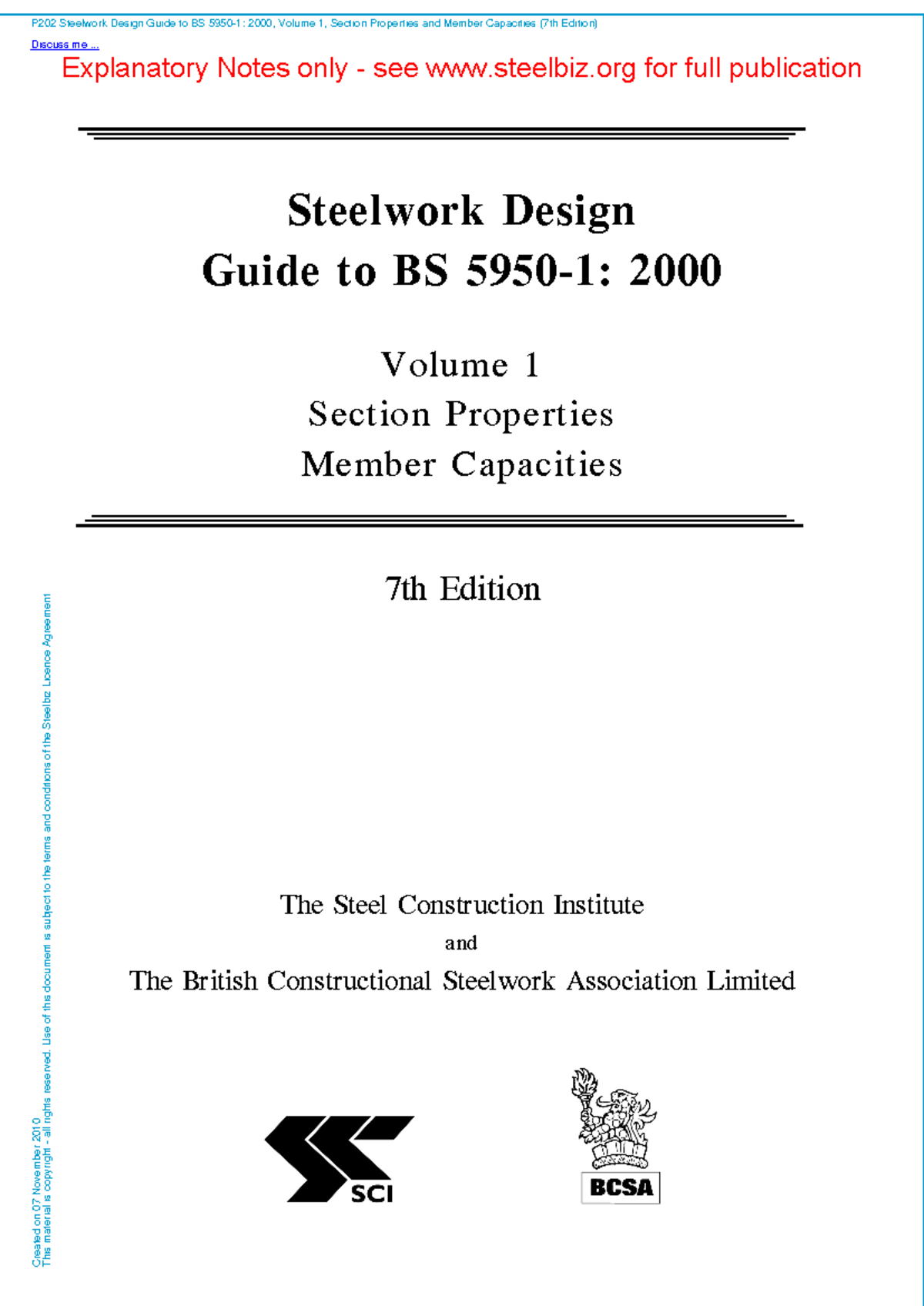 Explanatory Notes for BS 5950-1:2000 Steelwork Design (P202 7th Ed ...
