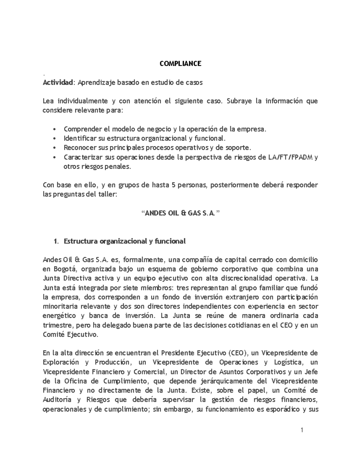 Caso de Cumplimiento en la Industria Petrolera: Andes Oil Gas S.A ...