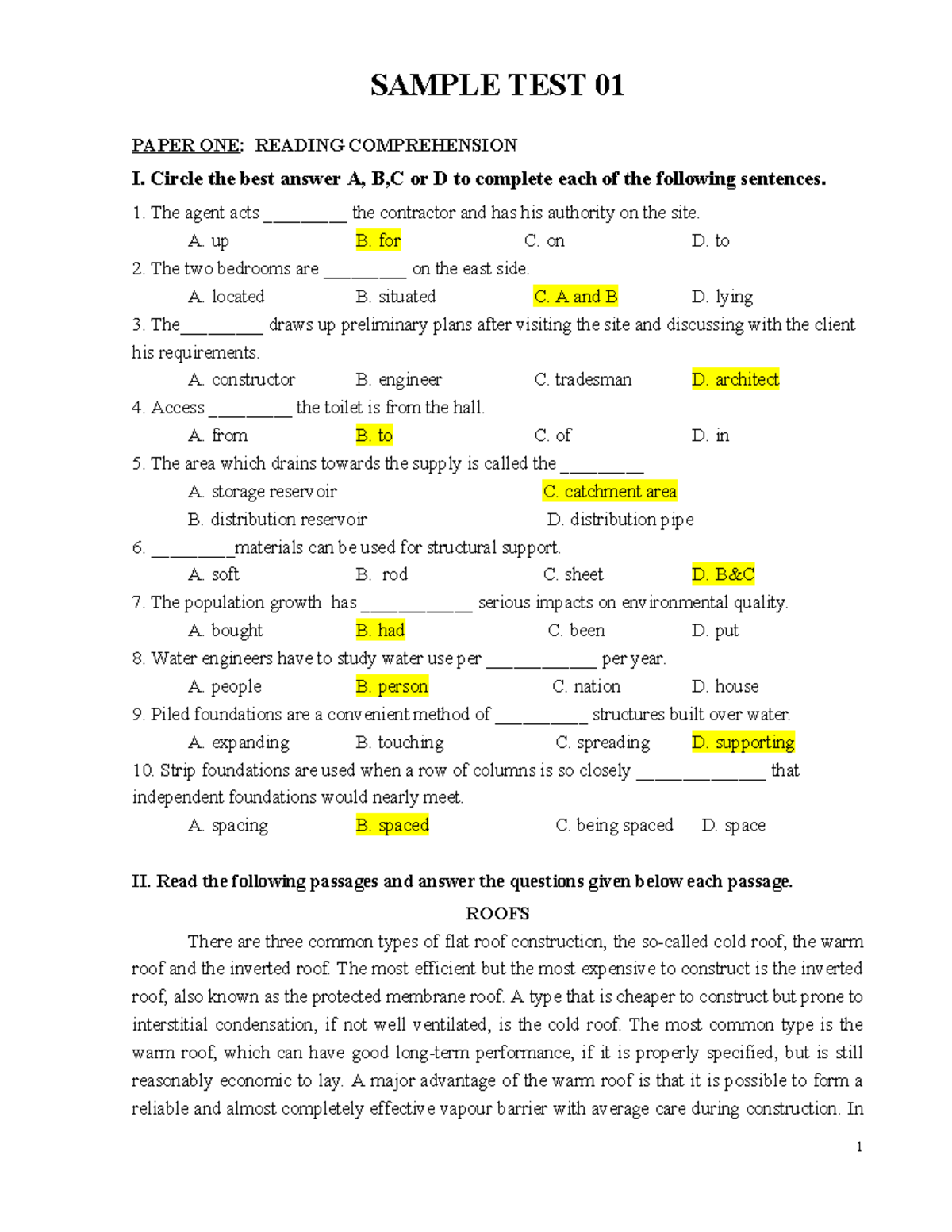 SAMPLE TEST 01 & 02: READING COMPREHENSION & WRITING (XD01 - TACN ...