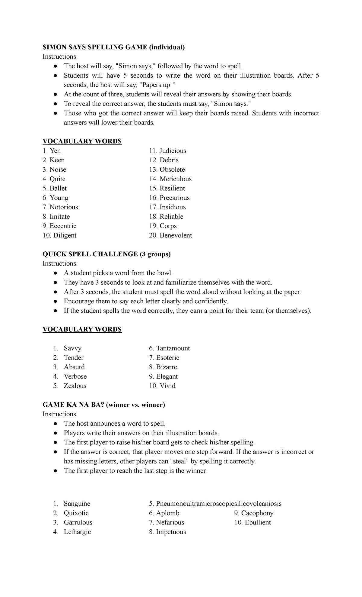 Simon SAYS Spelling GAME (individual) - SIMON SAYS SPELLING GAME ...