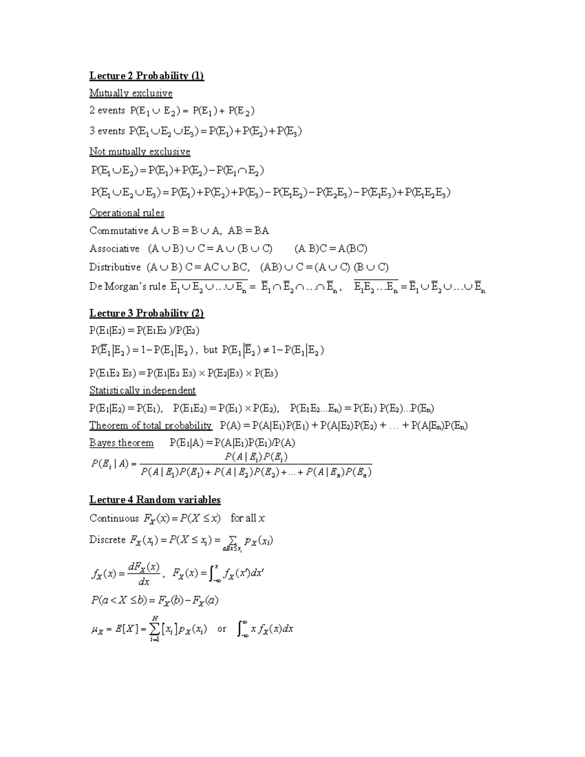 List of formulas for exam (reupload, some students could not find ...