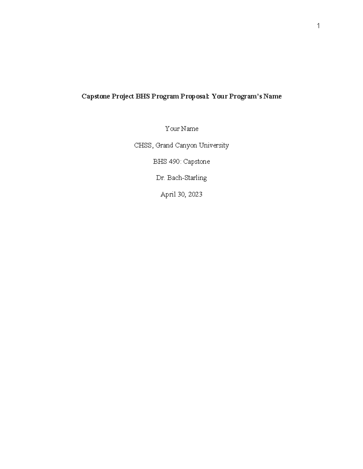 BHS 490: Capstone Project Proposal Template Final Paper - Studocu