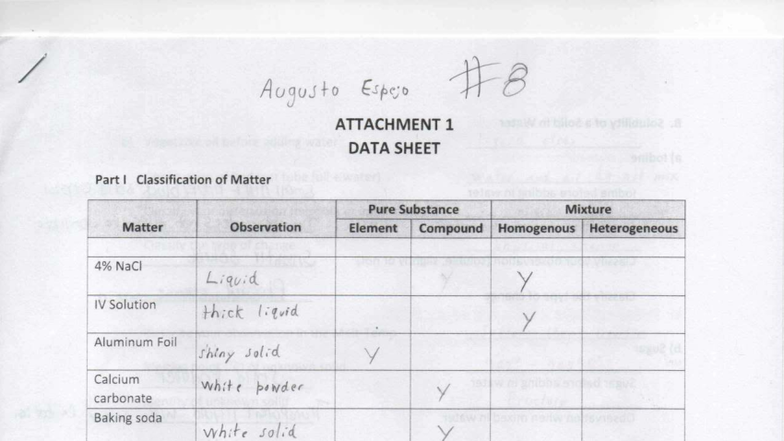 Lab Report 2: Classification of Matter and Physical Changes - Studocu