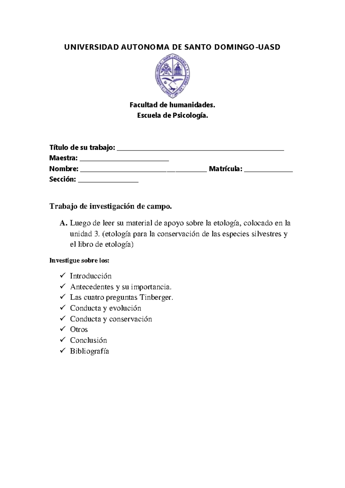 Trabajo de investigación de campo - UNIVERSIDAD AUTONOMA DE SANTO ...