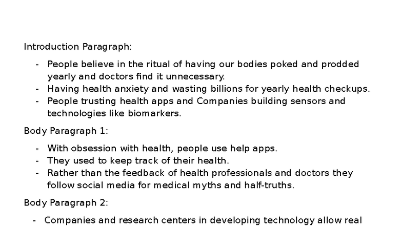 Summary of Health Checkups and Technology Impact on Wellness - Studocu