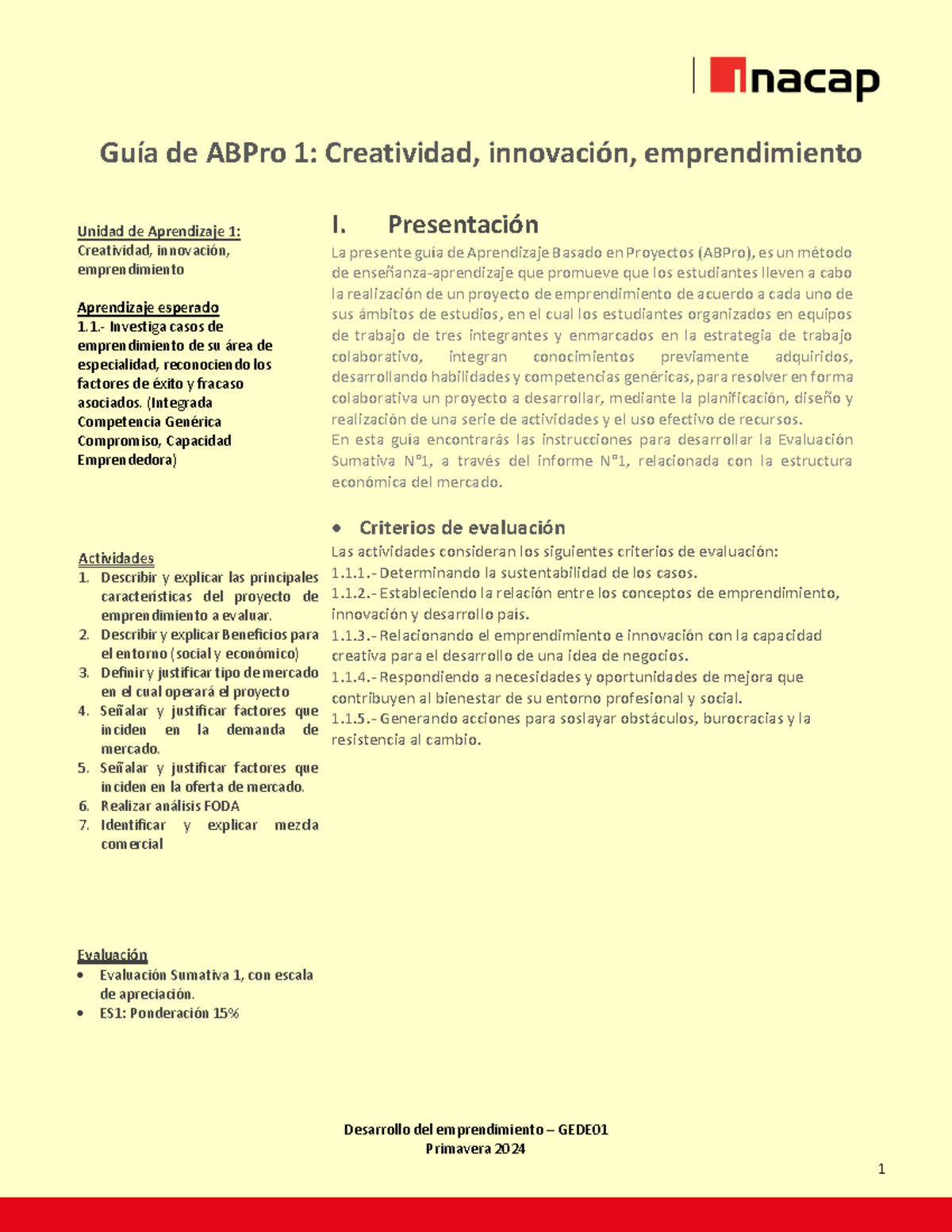 Guía de ABPro 1: Creatividad, Innovación y Emprendimiento - U1 - Studocu