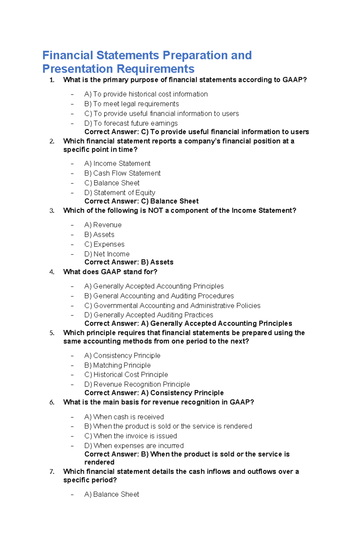 Financial Statements Preparation and Presentation Requirements - What ...