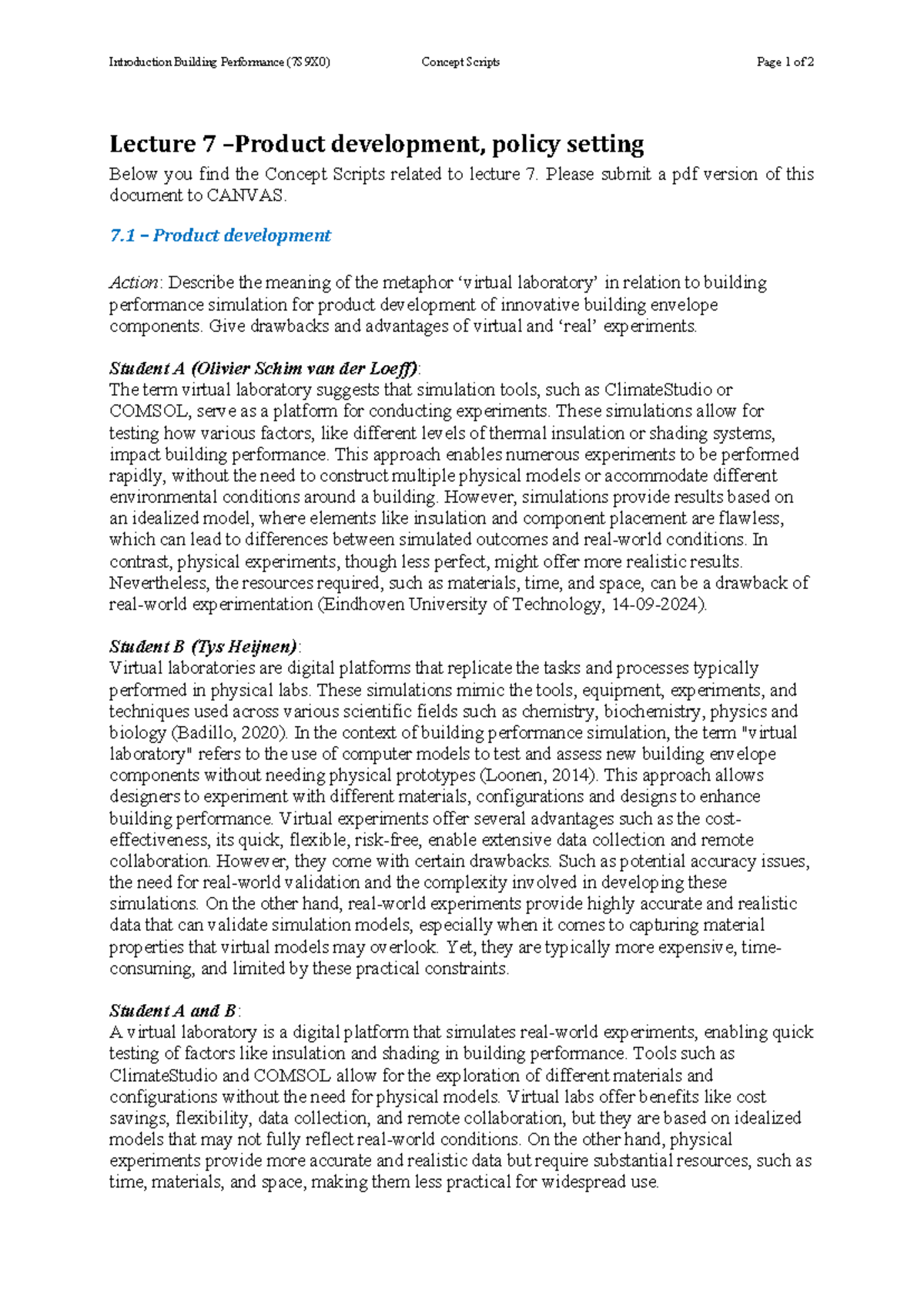 7S9X0 - Lecture 7 Concept Scripts: Virtual Labs in Building Performance ...