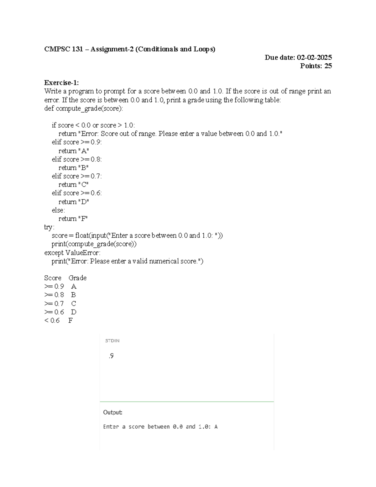 CMPSC 131 Assignment 2: Score Grading Program Explanation - Studocu