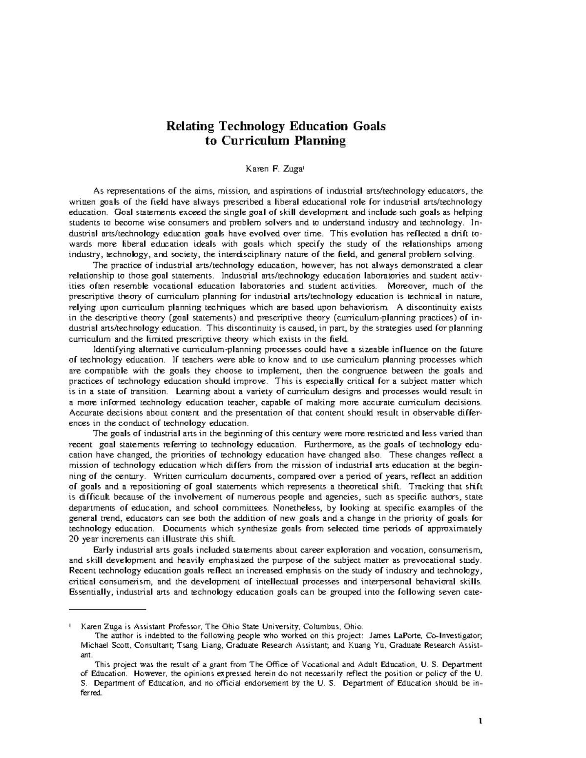 Curriculum Planning for Technology Education Goals: A Comprehensive ...