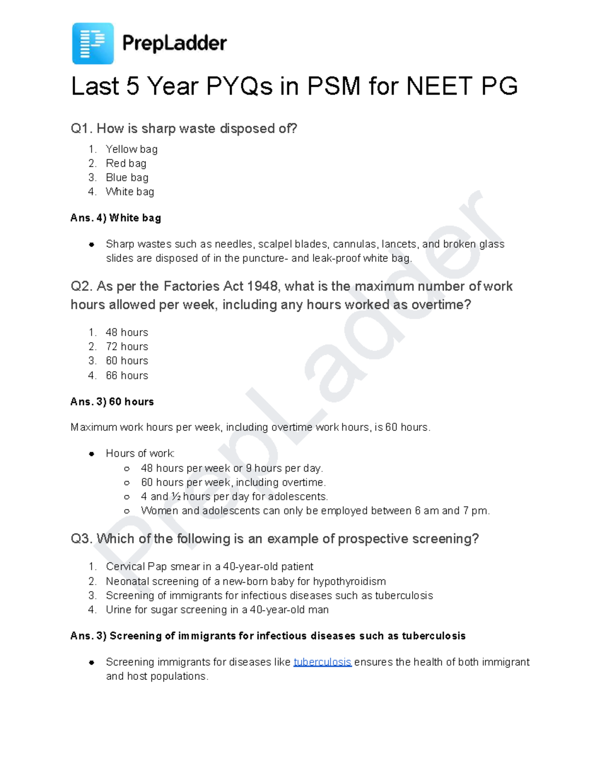 Last 5 Years of PYQs in PSM for NEET PG Exam - Studocu
