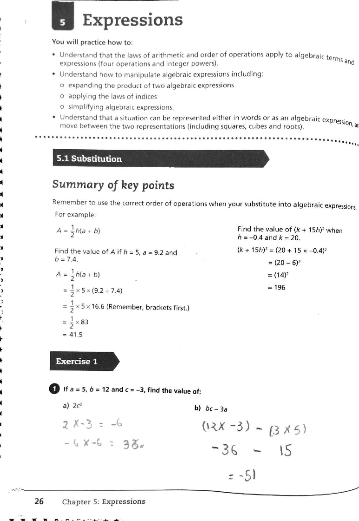 Algebraic Unit 5: Expressions Workbook (Blue) - Practice & Summary ...